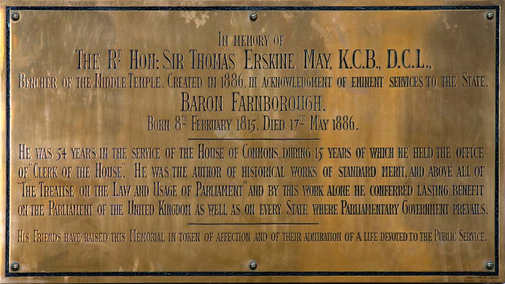 Sir Thomas Erskine May, Lord Farnborough | Westminster Abbey