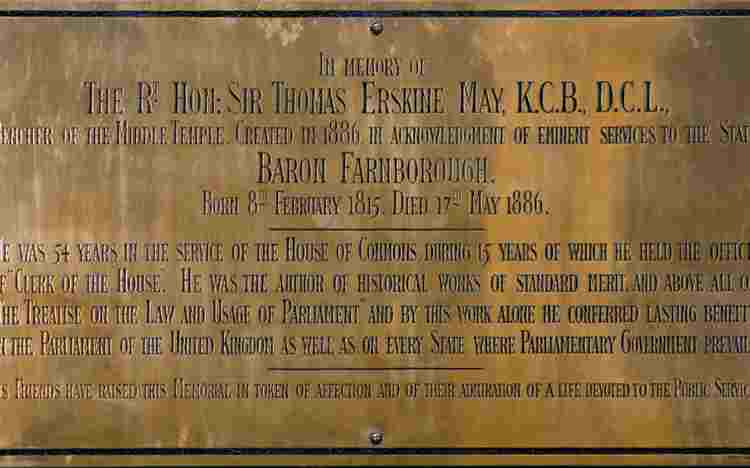Sir Thomas Erskine May, Lord Farnborough | Westminster Abbey