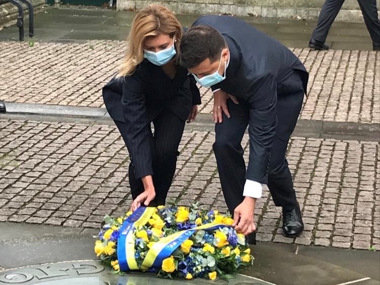 Ukraine president lays wreath at Innocent Victims’ Memorial ...